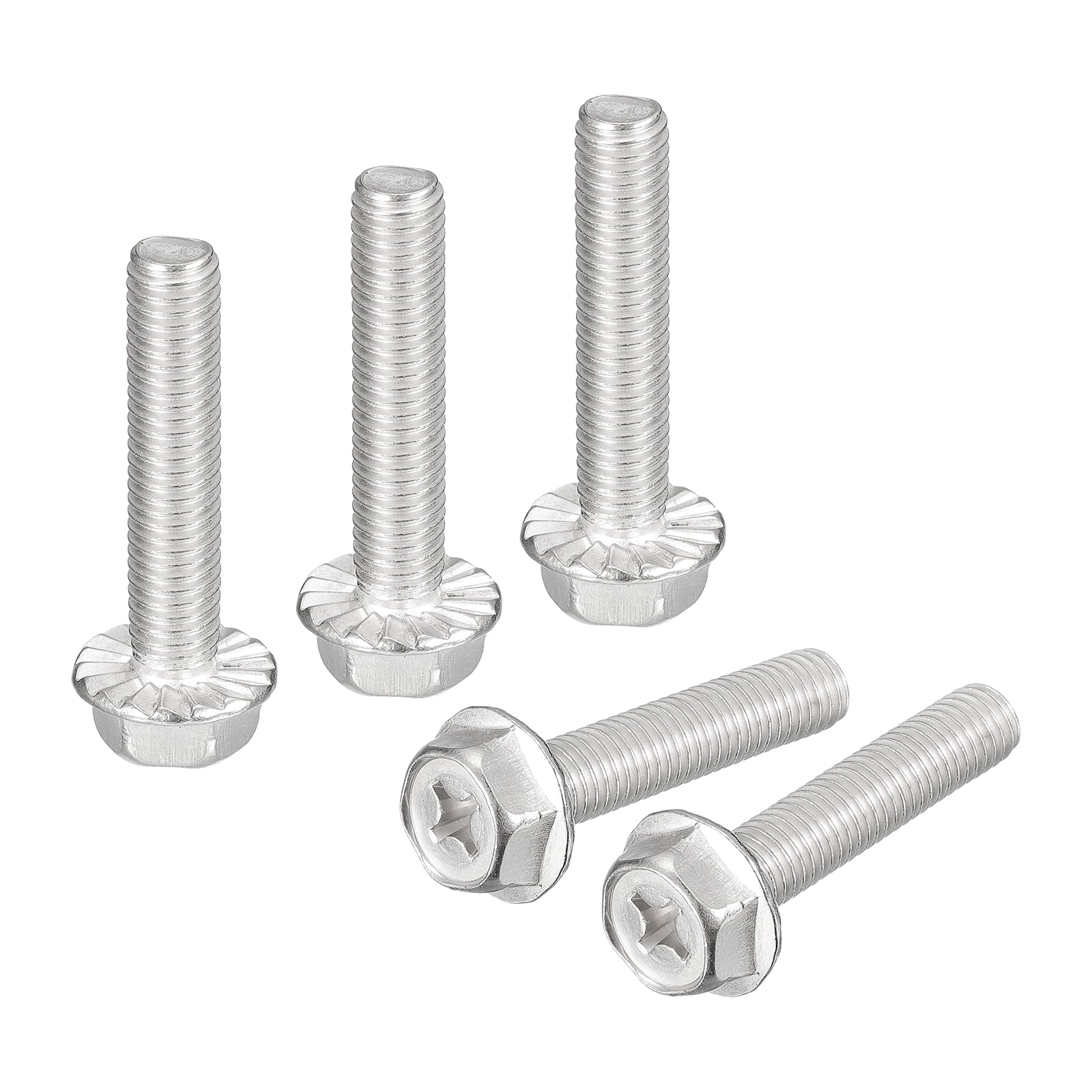 M8x40mm Phillips Hex Head Flange Bolts, 10 Pack 304 Stainless Steel ...