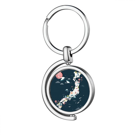 Traditional Japanese Local Special Map Rotating Keychain Metal Keyring ...