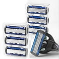 24 Stainless Steel 6-Blade Shaving Razor for Men, Replaceable ...