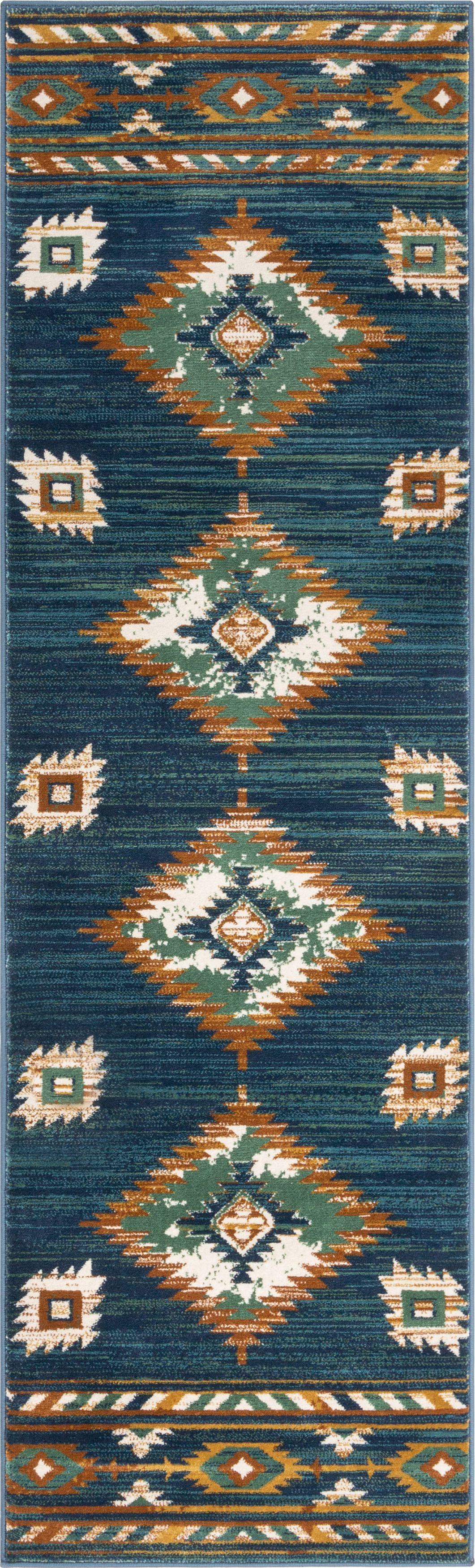 Well Woven Tulsa Lea Vintage Southwestern Tribal Blue 2'3" x 7'3 ...