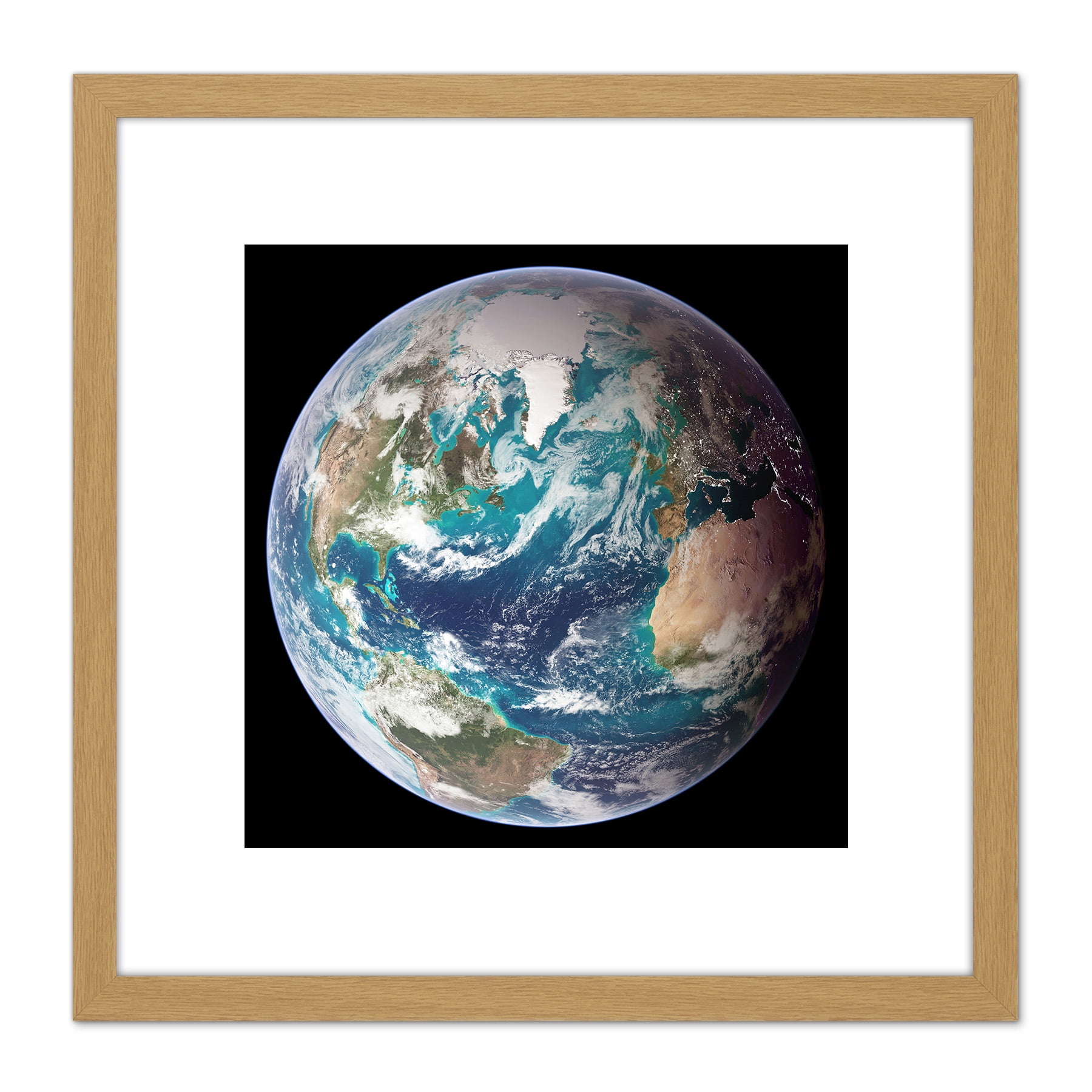 Blue Marble Earth Western Hemisphere Photograph 8X8 Inch Square Wooden ...