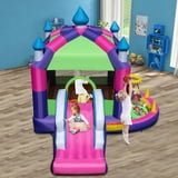 Gymax 5-in-1 Bouncy Jumper House with Big Slide, Sun Roof and ...