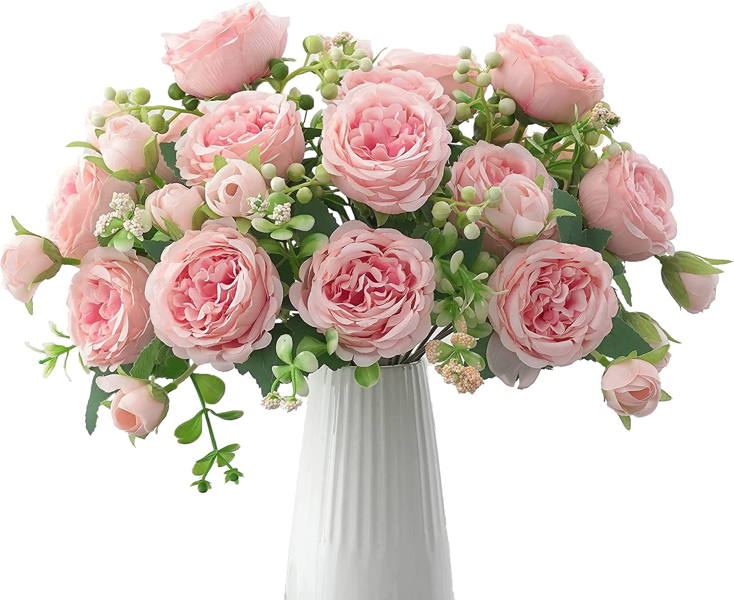 4 Bunches Artificial Flower Peony Fake Flowers Silk Faux Wedding Flower ...