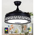 FINE MAKER 42 Inch Retractable Ceiling Fans with Bluetooth and 7 Lights ...