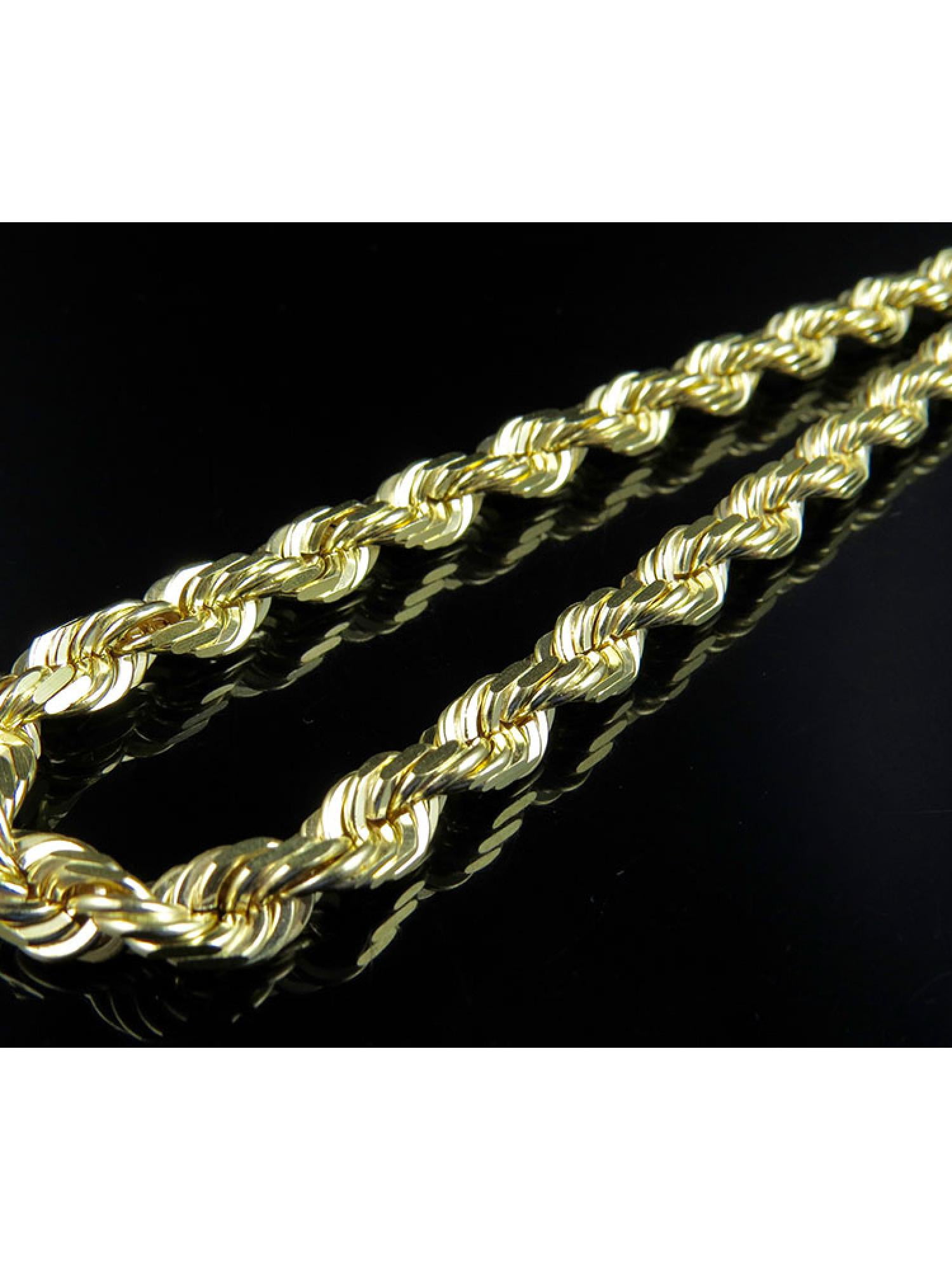 Solid 10K Yellow Gold Mens Ladies 7MM Rope Chain Necklace 24-32 inches ...