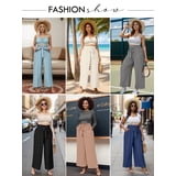 SHOWMALL Womens Plus Size Pants High Waisted Palazzo Pants Ivory 3X ...