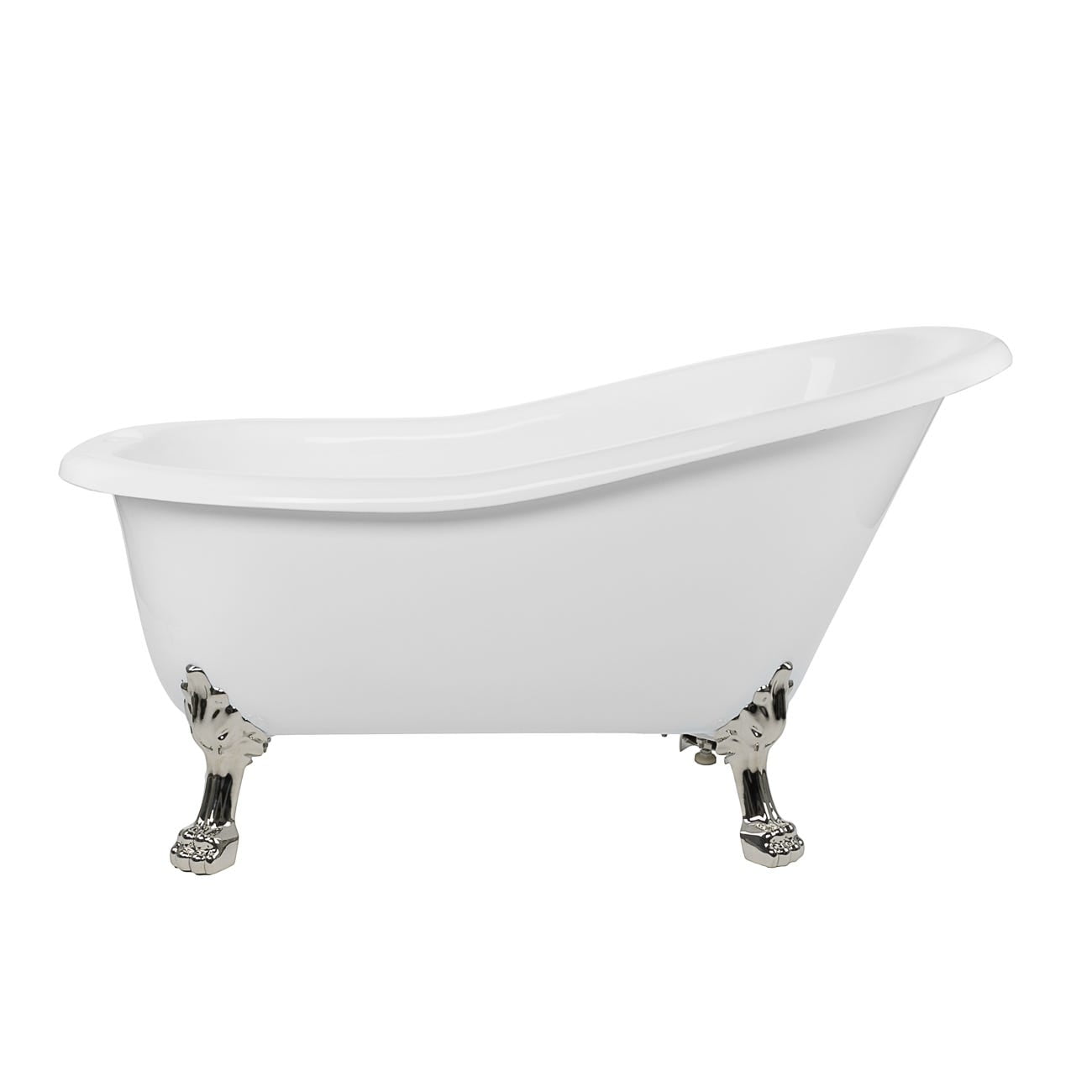Paris 57 Inch Acrylic Slipper Clawfoot Tub - Rim Faucet Drillings ...