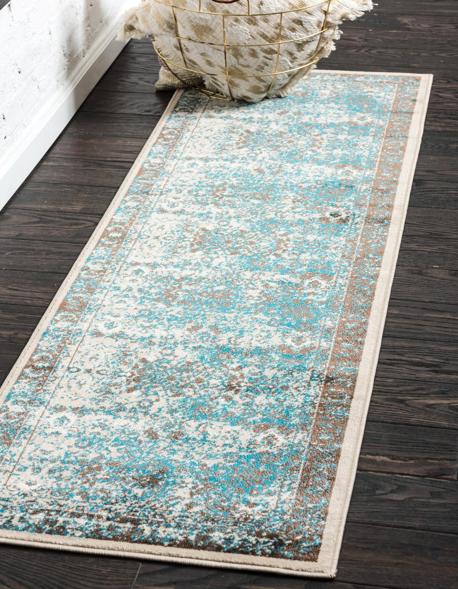 Unique Loom Bosphorus Imperial Rug , 3' 0 x 9' 10 , Ivory and Blue ...