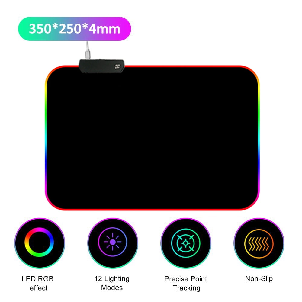 EIMELI RGB Gaming Mouse Pad, Soft Glowing Led Mouse Pad with 12 ...
