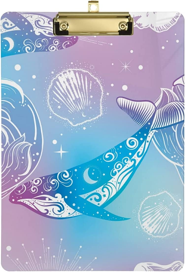 ZHANZZK Whales Dolphins Waves Clipboard Hardboard Wood Nursing Clip ...