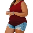 Bosfbaoi Women's Plus Size Solid Color Sleeveless Tank Tops, V Neck ...