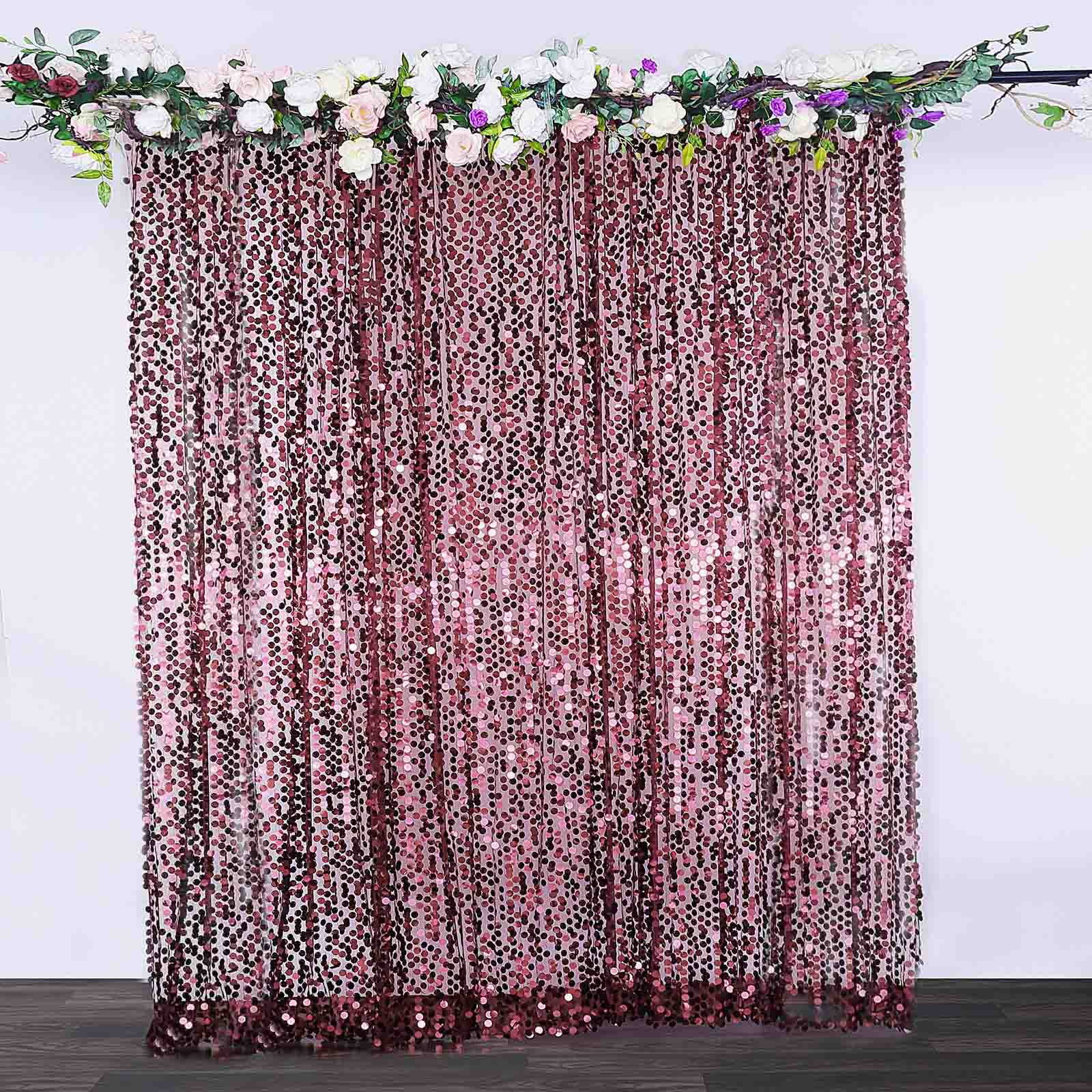 Efavormart 8ft x 8ft Burgundy Big Payette Sequin Curtains Photo Booth ...