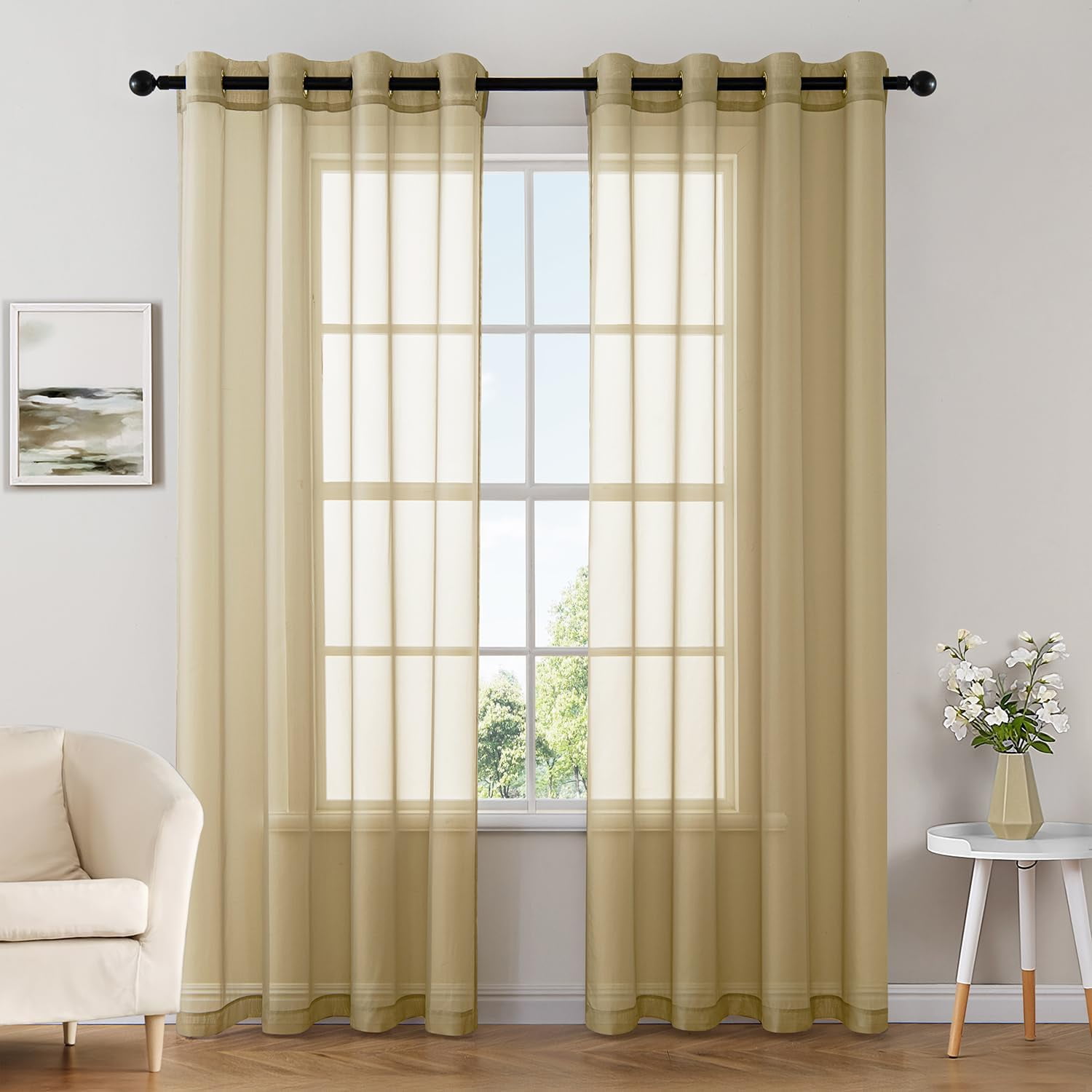 Click here for Siabc-Solid Color Sheer Curtains 84 Inches Long 2... prices
