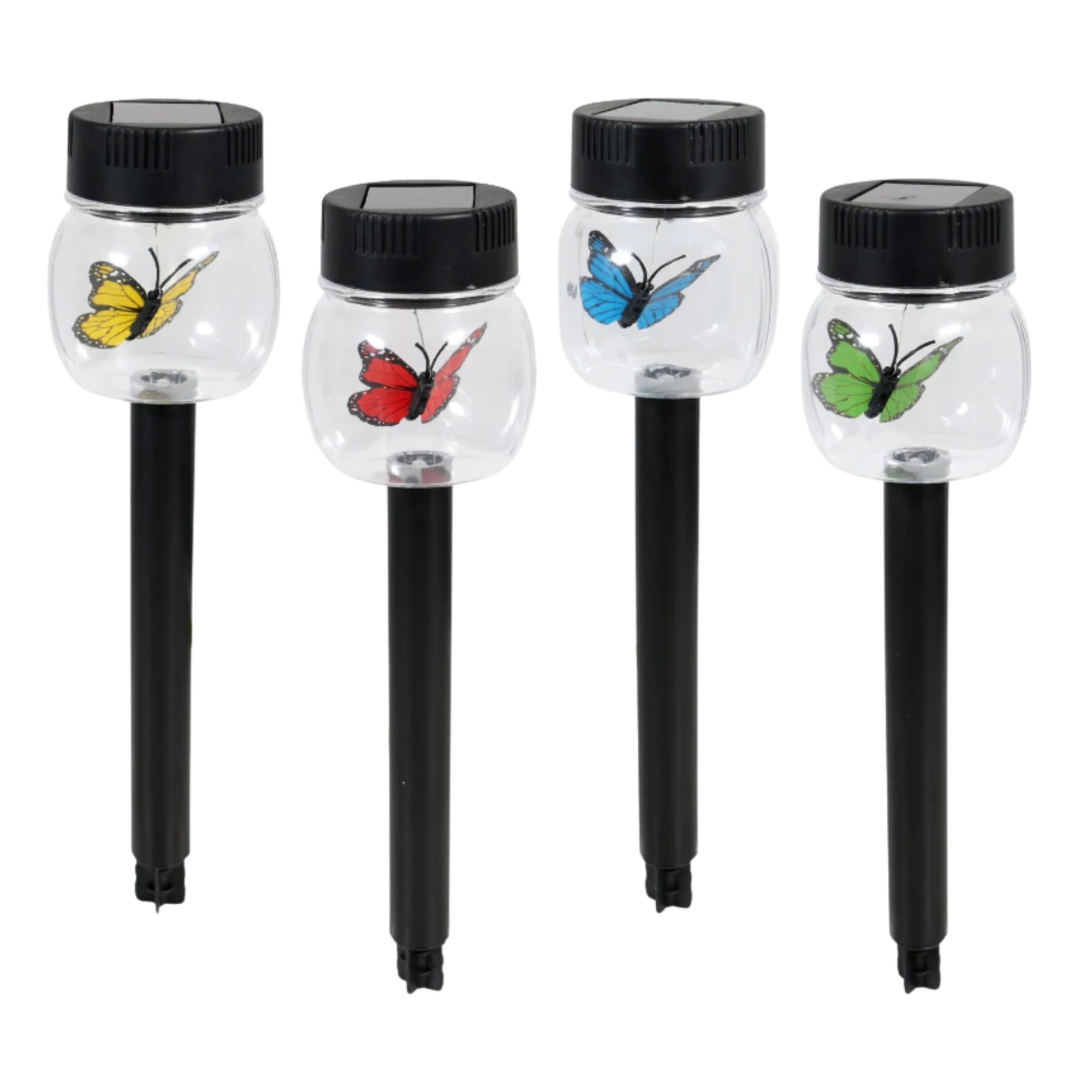 Glass Butterfly in a Jar Stake Light Solar LED Garden Lights Decoration ...