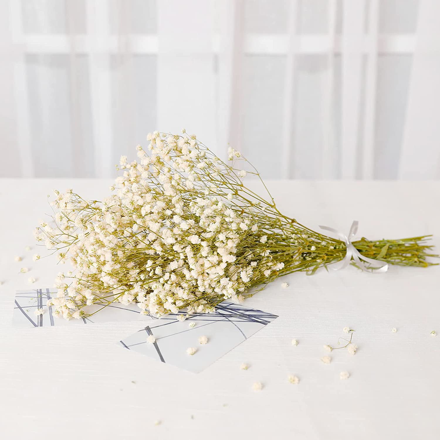 Dried Flowers Bundles,Ilos 100% Natural White Baby’s Breath Bundles ...