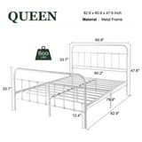 SHA CERLIN Queen Metal Bed Frame with Vintage Headboard, Footboard ...