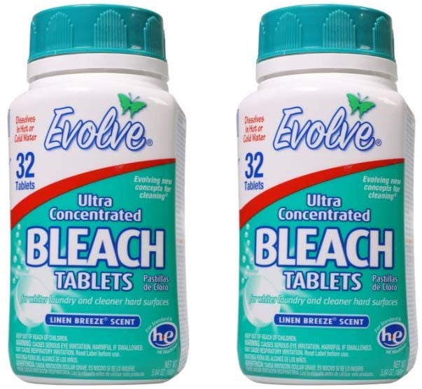 Evolve Ultra Concentrated Bleach Tablets, Linen Breeze Scent, 64 Total ...