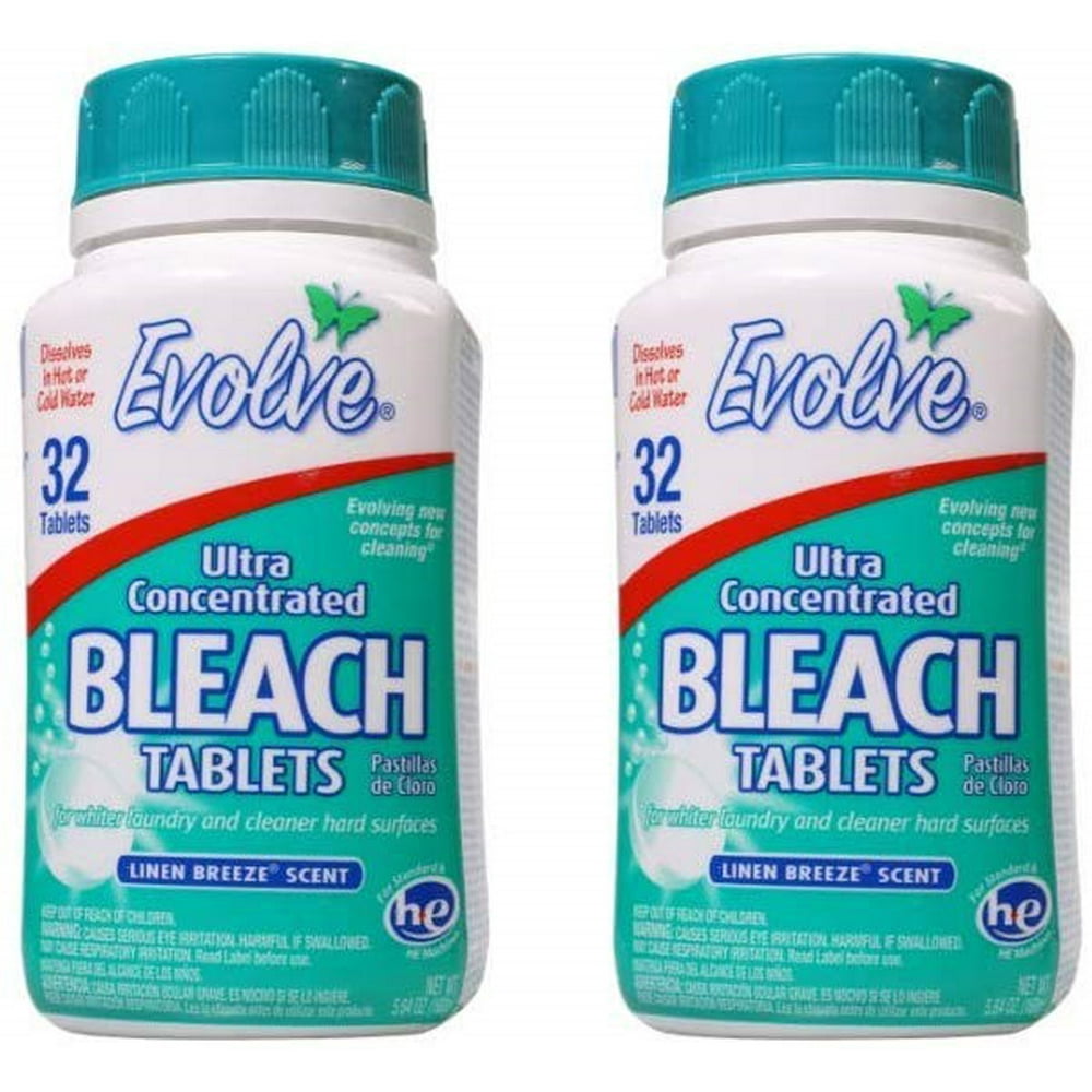 Evolve Ultra Concentrated Bleach Tablets, Linen Breeze Scent, 64 Total ...