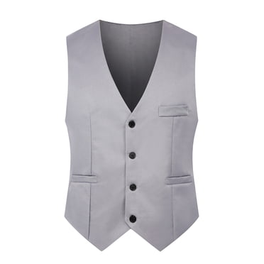 HISDERN Men's Suit Vest Business Formal Dress Waistcoat Vest with 3 ...