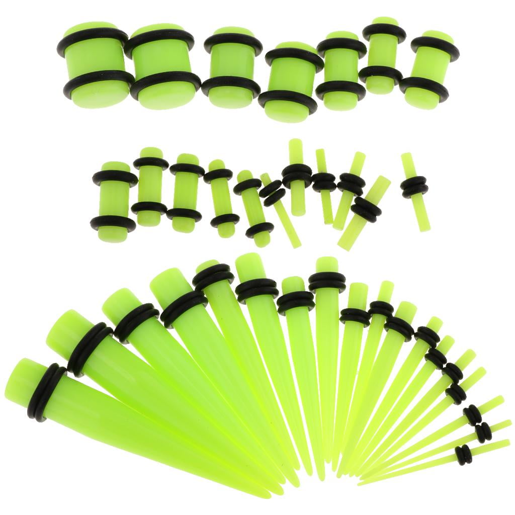 36 Pieces Gauges Acrylic Tapers 14G-00G Ear Stretching Set and Light ...