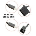 USB to 4Pin PWM 5V to 12V Line USB Sleeved Fan Power Adapter Connector ...