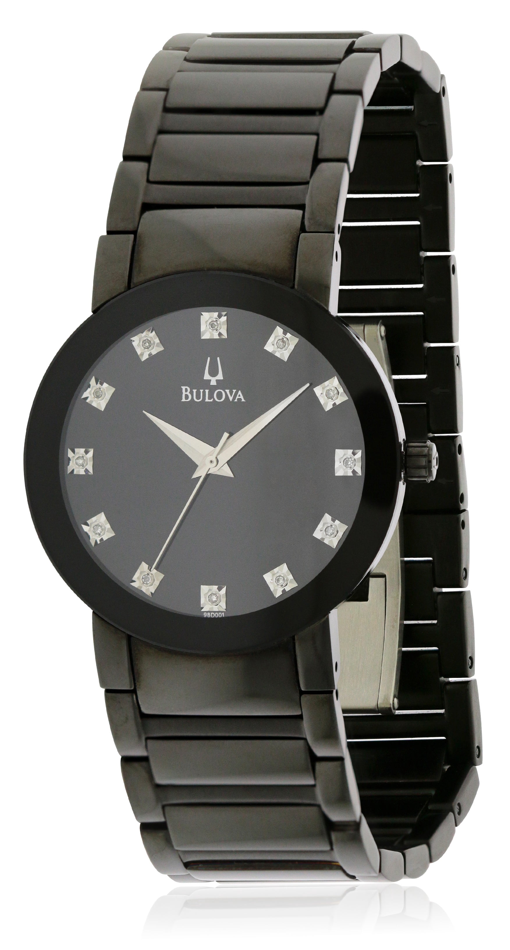 Black IP Diamond Mens Watch 98D001 - Walmart.com