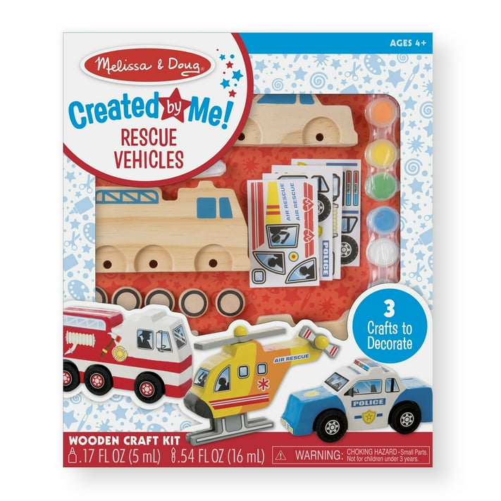 Melissa & Doug Created by Me! Rescue Vehicles Wooden Craft Kit ...
