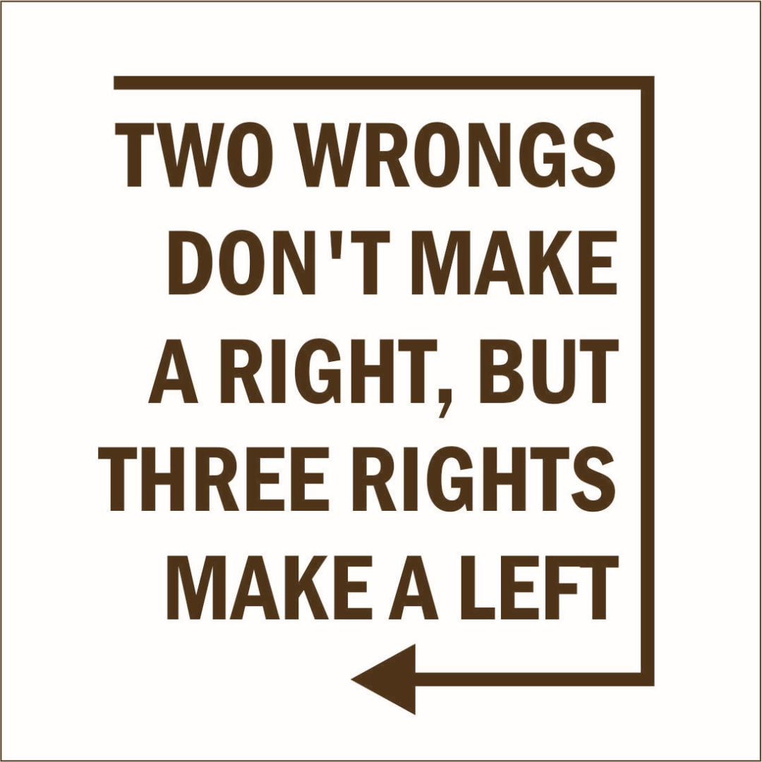 Two Wrongs Don't Make a Right, But 3 Rights.. Vinyl Quote - Large ...