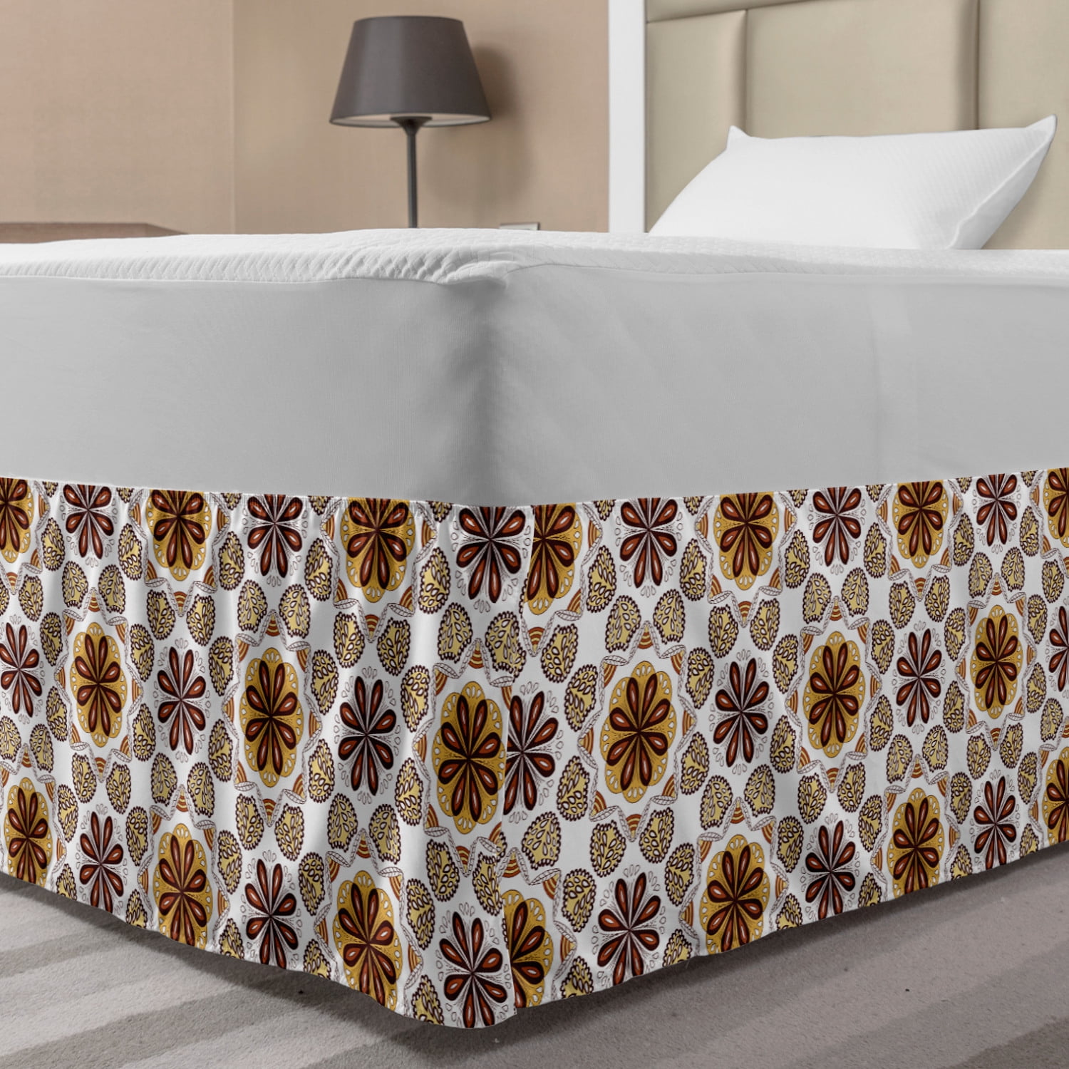 Traditional Bed Skirt, Middle East Floral Boho Influences Oriental Lace ...