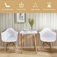 Costway Set of 2 Modern Dining Arm Side Chair with Wood Legs White ...