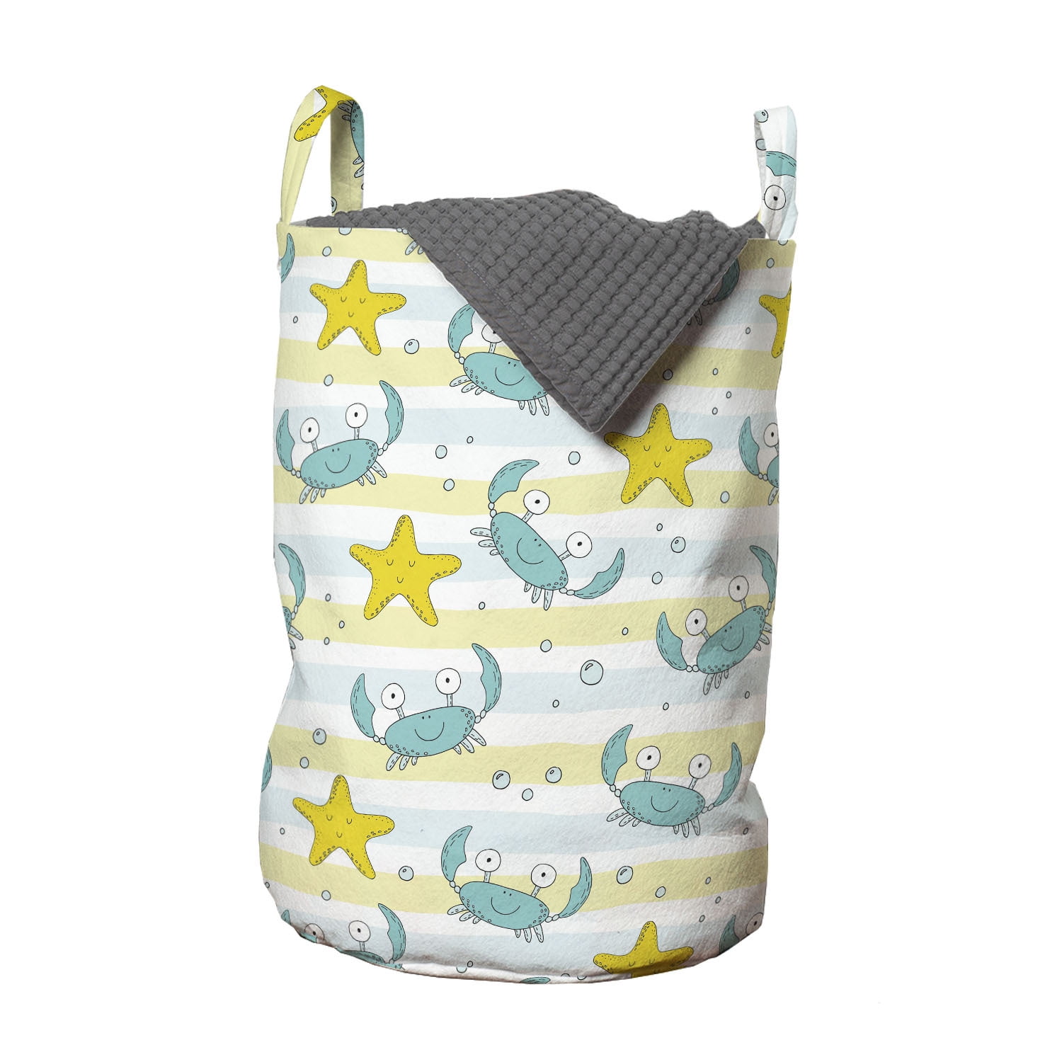 Marine Laundry Bag, Ocean Theme Crabs and Starfishes Pattern with ...