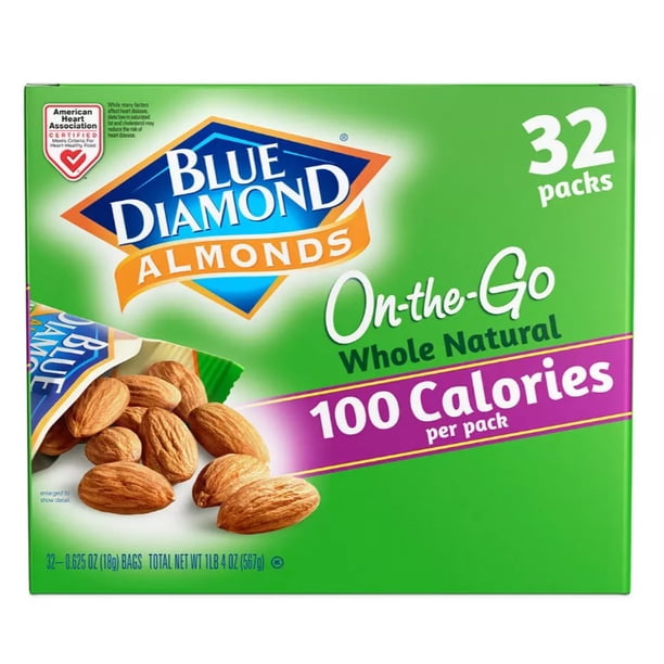 Blue Diamond Whole Natural Almond Snack Packs, 32 ct. - Walmart.com