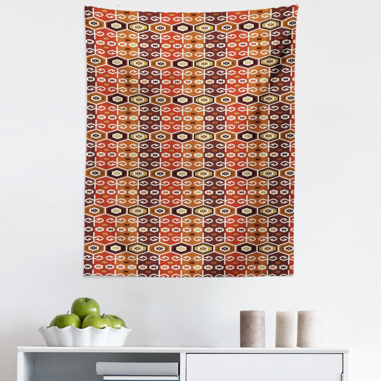 Vintage Aztec Tapestry, Earth Toned Pattern Ethnic Repetitive Motif ...