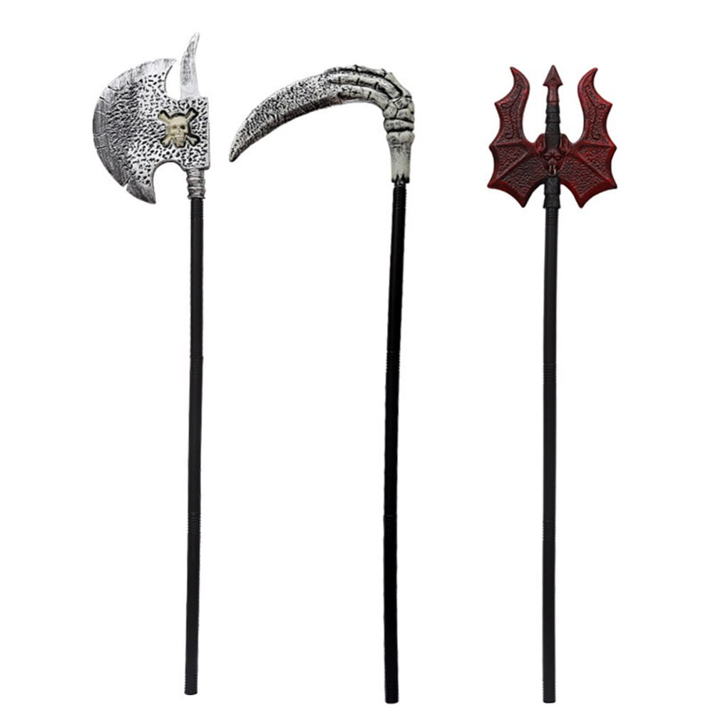 Buy Xinhuaya Halloween Cosplay Scythe Staff Prop with Skull Imitation ...