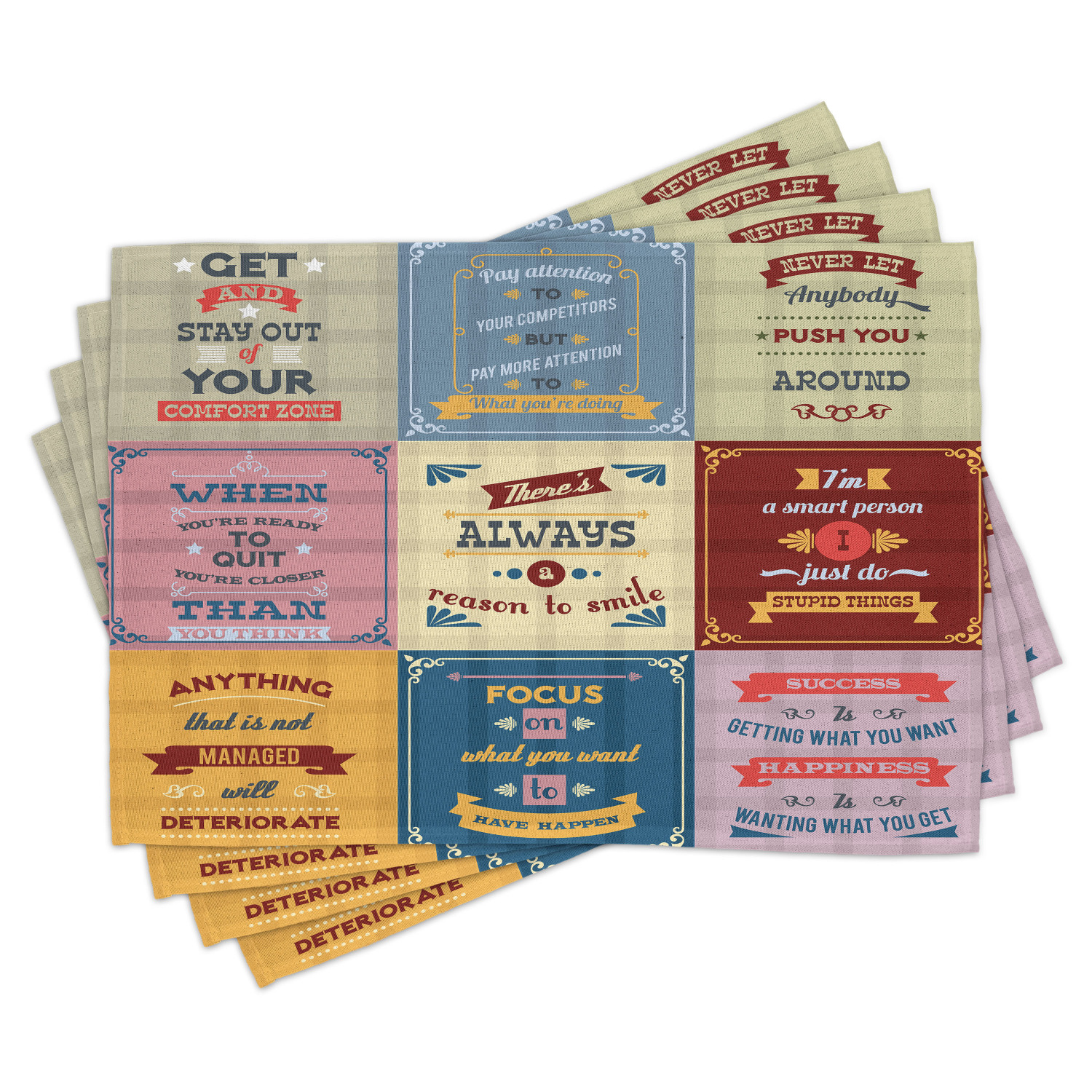 Quote Placemats Set of 4 Collection of Motivational Quotes Success ...