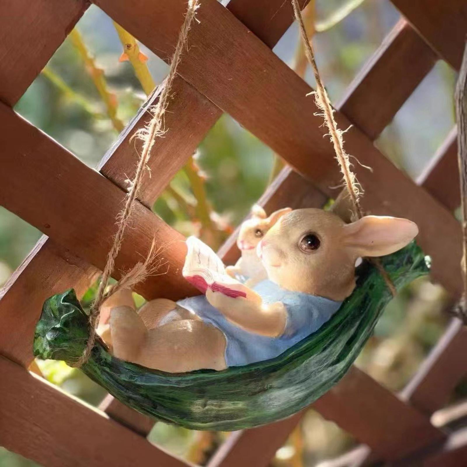 indoor and outdoor Cute Hanging Rabbits,Fence Sculpture Resin Figurines ...