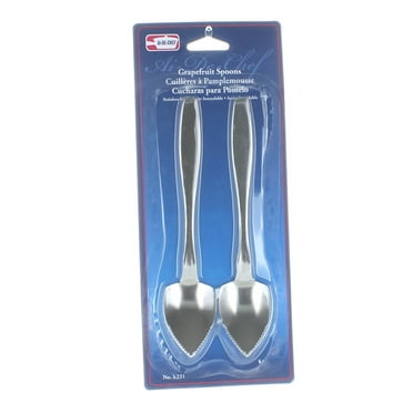 4 Grapefruit Long Spoon Thick Stainless Steel Serrated Edge Dessert ...