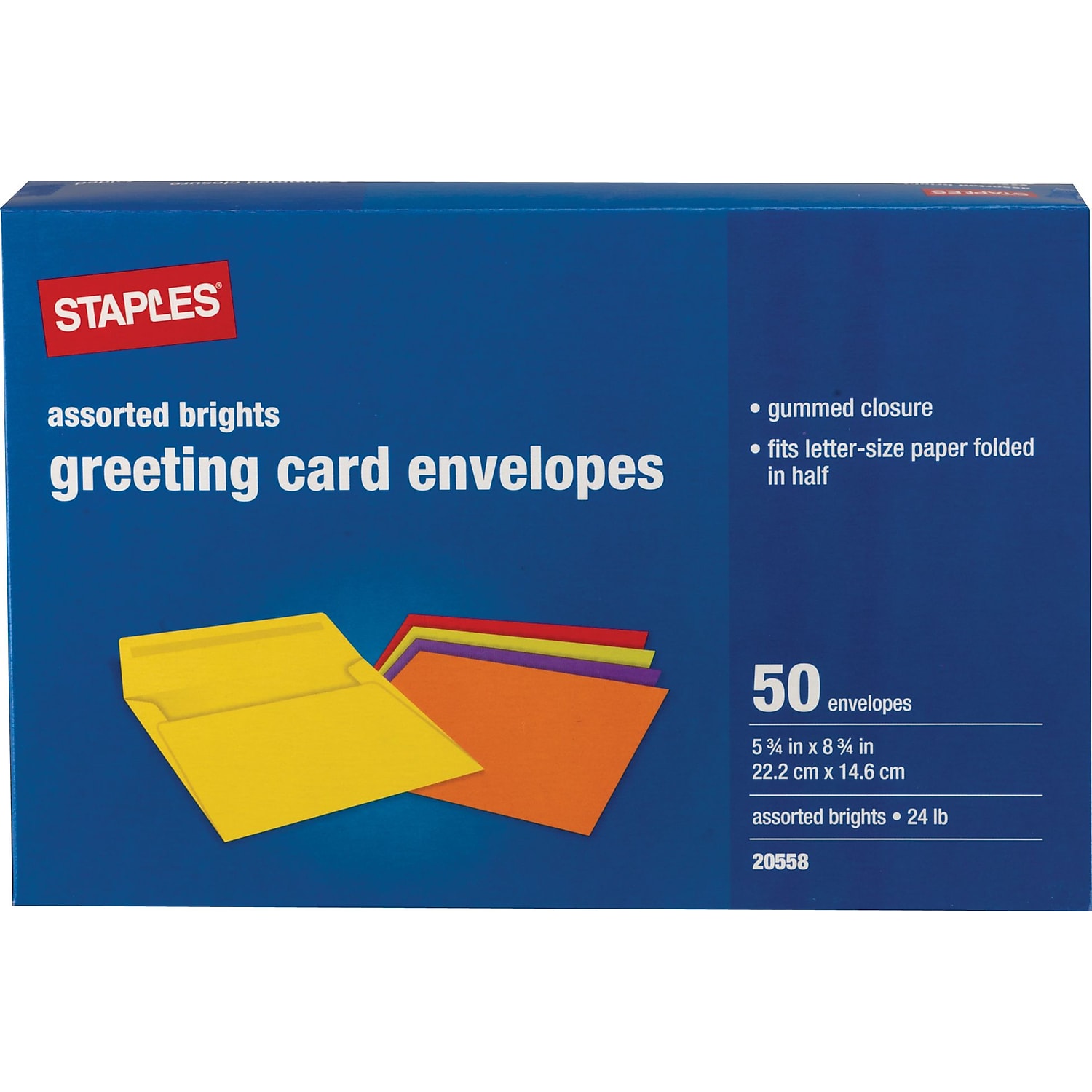 Staples Brights Greeting Card Envelopes 50/Box (18688) 20558 - Walmart.com