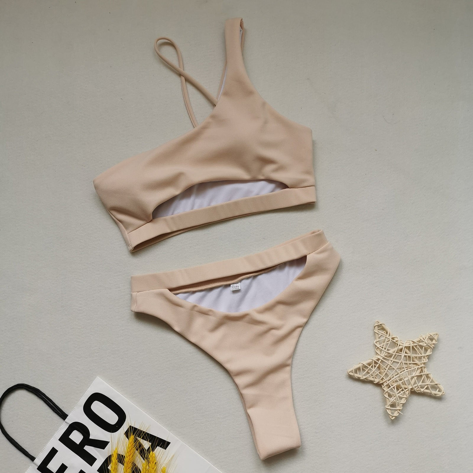 Eqwljwe Womens Sexy Cutout One Shoulder Bikini Underwire Padded