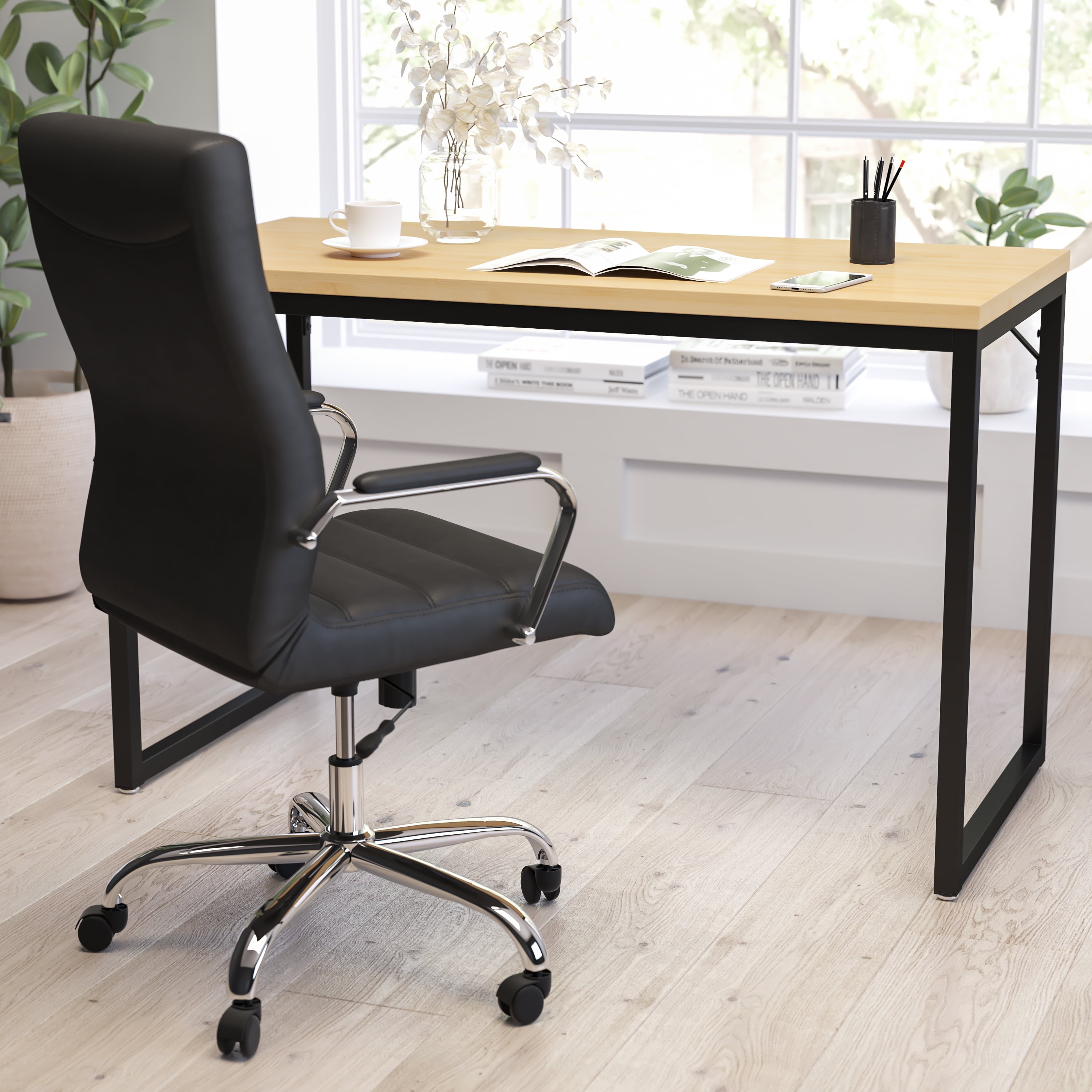 Merrick Lane Berlin 47 Inch Computer Desk with Maple Wood Grain Finish ...