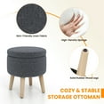 Costway Round Storage Ottoman Accent Storage Footstool with Tray for ...