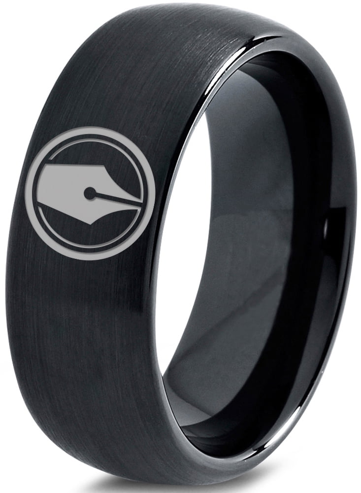Tungsten Writing Writer Ink Fountain Pen Band Ring 8mm Men Women ...