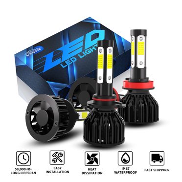 Alla Lighting TS-CR H11/9005 LED Headlights, High Beam HB3 & Low Beam H11, 6000K Xenon White ...