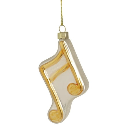 4" Gold Glitter Musical Eighth Note Glass Christmas Ornament | Walmart ...