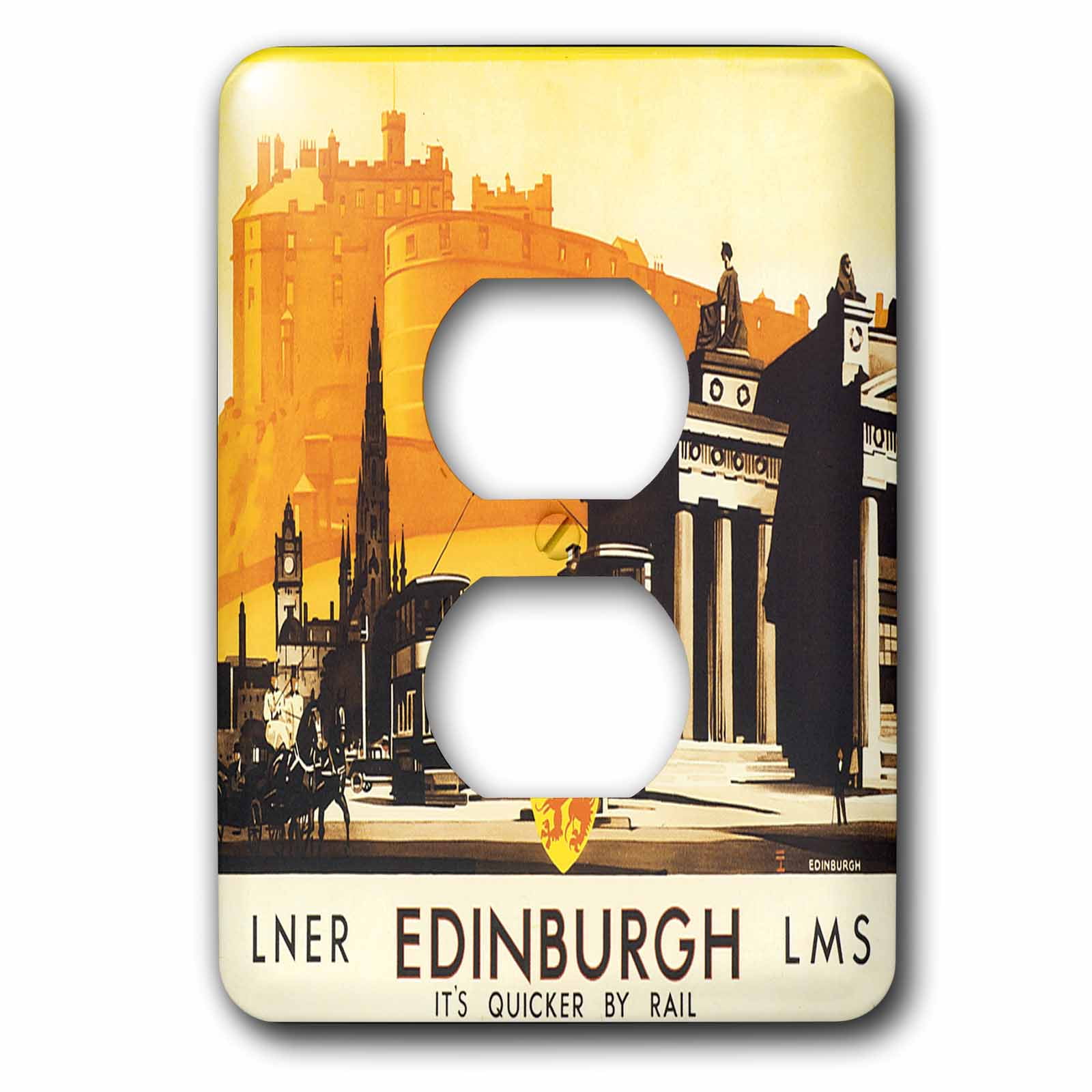Edinburgh Quicker by Rail Travel Poster with Horse and Carriage 2 plug ...