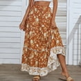 Womens Boho Floral Print Maxi Skirt Elastic High Waist Tiered Skirt