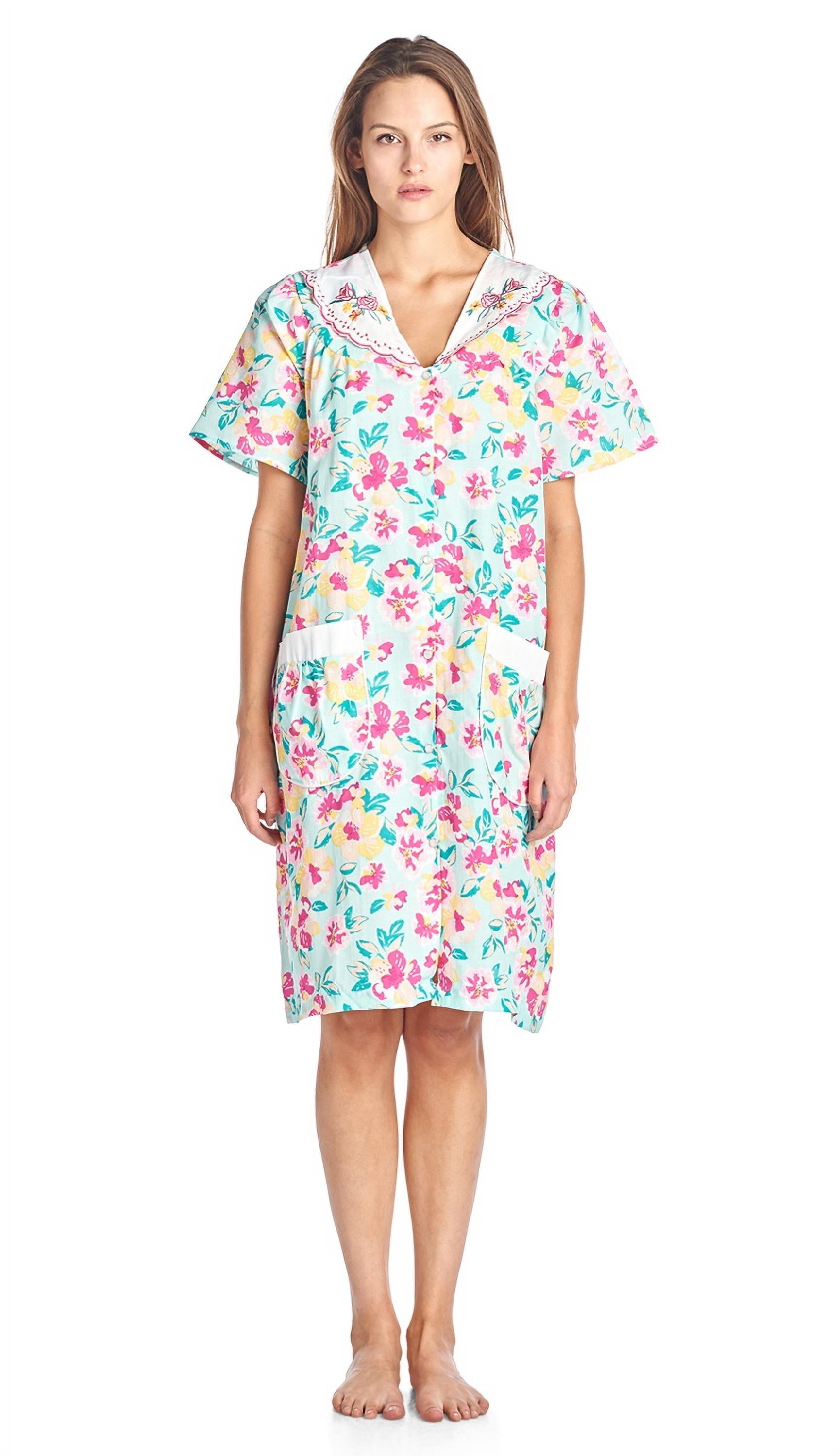 Casual Nights Women's Woven Snap-Front Lounger House Dress - Walmart.com