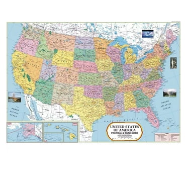 24 x 36 United States Classic Premier Laminated Wall Map Poster ...