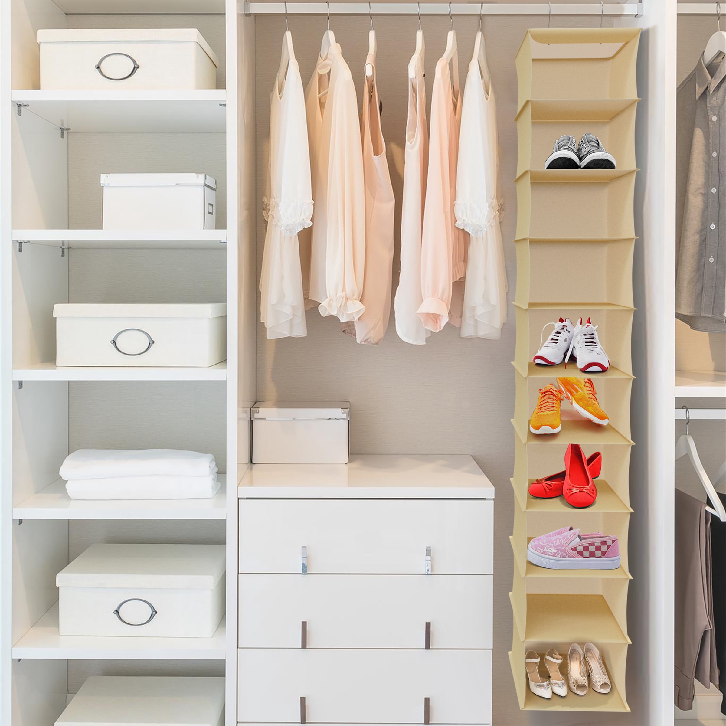 Hanging Shoe Organizer 10 Shelf Vertical Closet Storage For Heels Hanging Shoe Organizer 10 Shelf Vertical Closet Storage For Heels