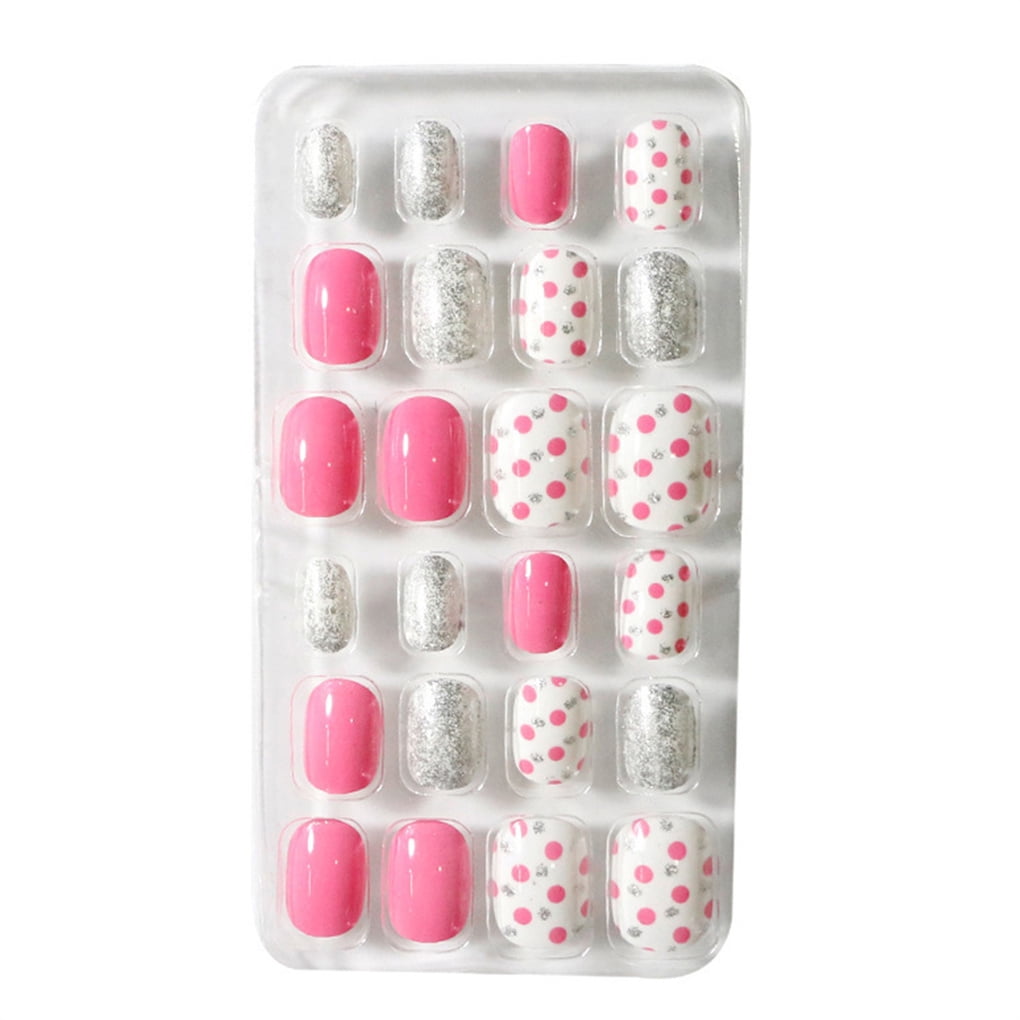 TureClos 1 Kit Children Nails Medium Length Files Matte Press on Stick ...